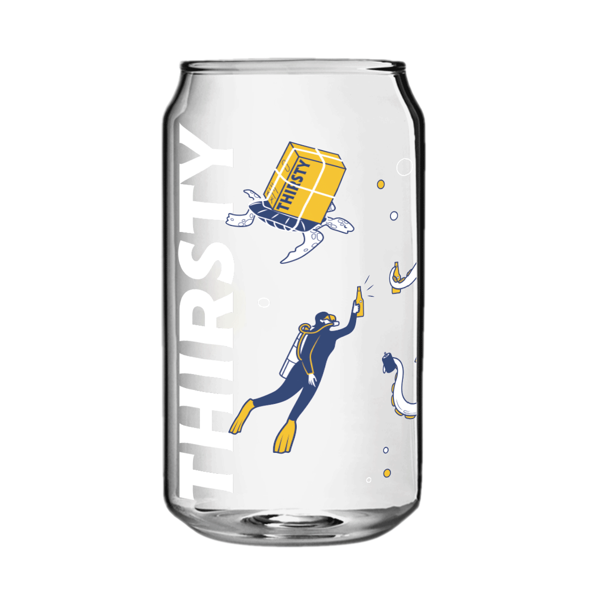 Thirsty Beer Diving Can Glass - Singapore Craft Beer Delivery